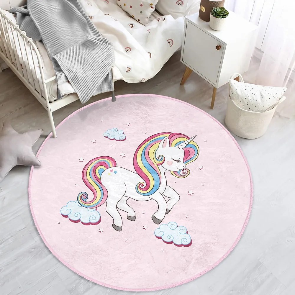 Růžový dětský koberec ø 80 cm Comfort – Mila Home