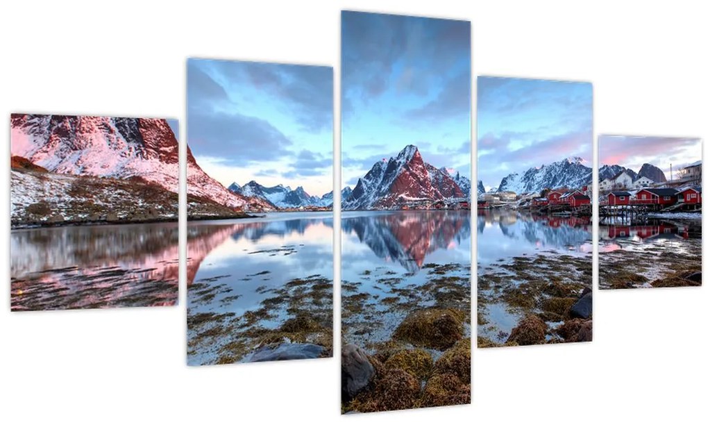 Obraz - Východ slunce nad Reine (125x70 cm)