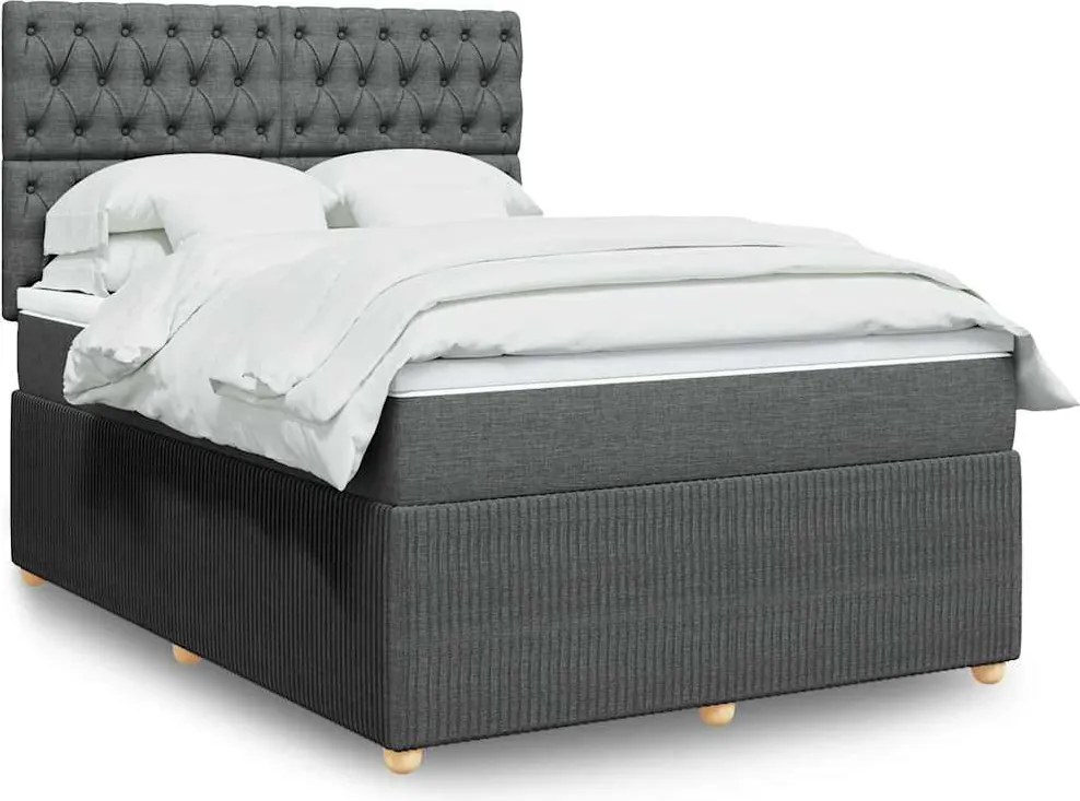 Box spring postel s matrací tmavě šedá 140x200 cm textil 3294387