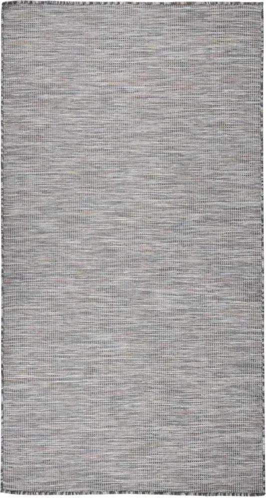 Venkovní hladce tkaný koberec 80 x 150 cm hnědý a modrý 340813