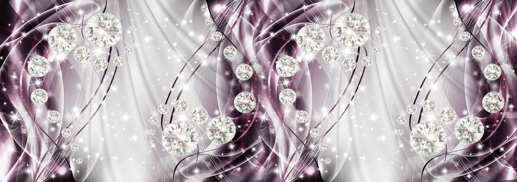 Fototapeta - Abstraktní, diamanty, stříbro a fialová (254x184 cm)