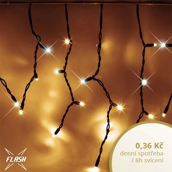 LED světelné krápníky, FLASH, 3x0,5 m, teple bílá, 114 diod,IP67