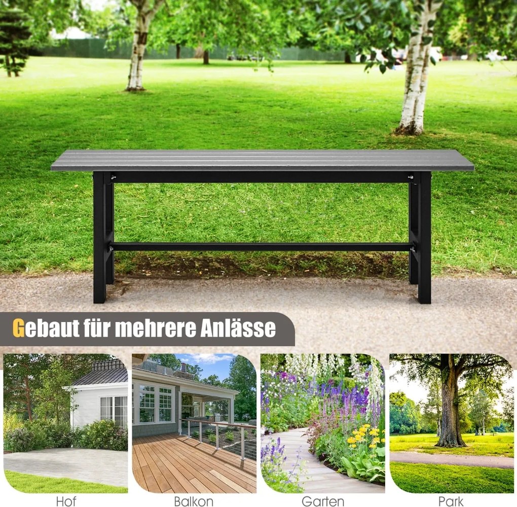 Costway Zahradní lavice pro 2 osoby s lamelovým sedákem pojme až 300 kg, šedá