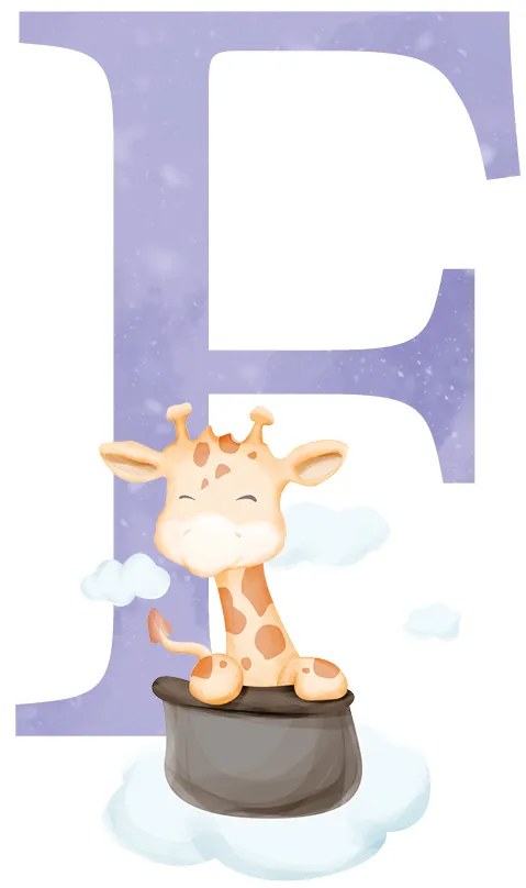 Abeceda písmena se žirafou - Obraz, Plakát Velikost: B2 - 50x70 cm, Volba rámu: s bílým rámem, Písmeno: W