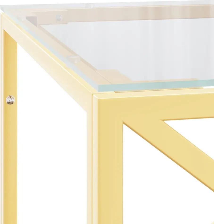 vidaXL Konferenční stolek 110 x 45 x 45 cm nerezová ocel a sklo [349962] Barva: Zlatá a černá