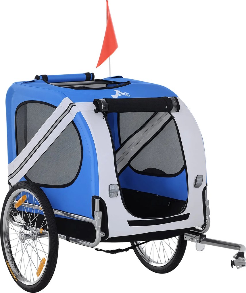 PawHut Kolečkové vozíky pro domácí mazlíčky s 8 reflektory, vlajka a tažné zařízení, ocelový rám, polyester voděodolný, max. 30 kg, 130L x 73W x 90H …