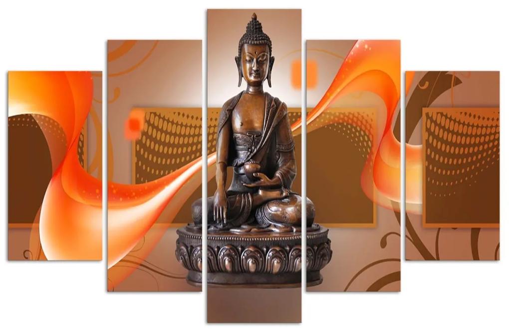 Obraz na plátně pětidílný Buddha Abstrakt - 100x70 cm