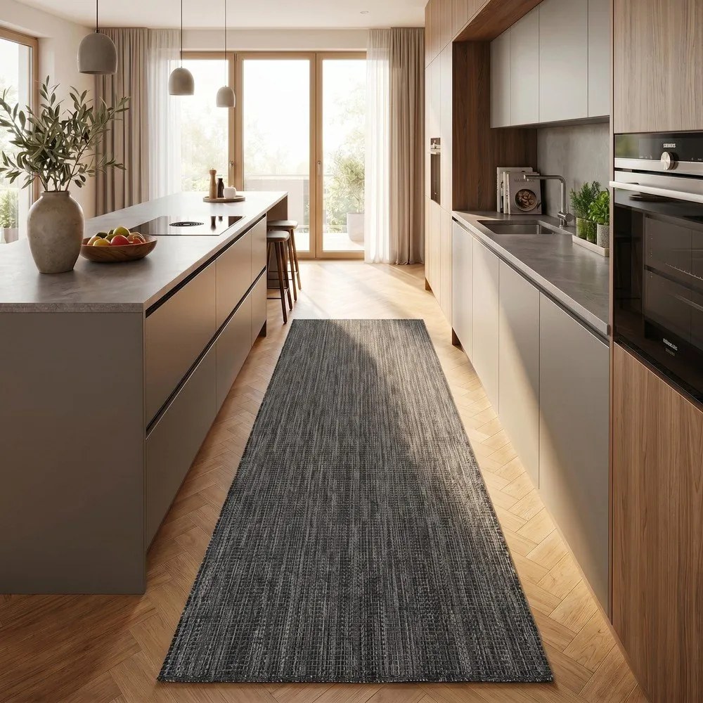 Černý vnitřní a venkovní běhoun 80x250 cm Mira 1450 – Ayyildiz Carpets