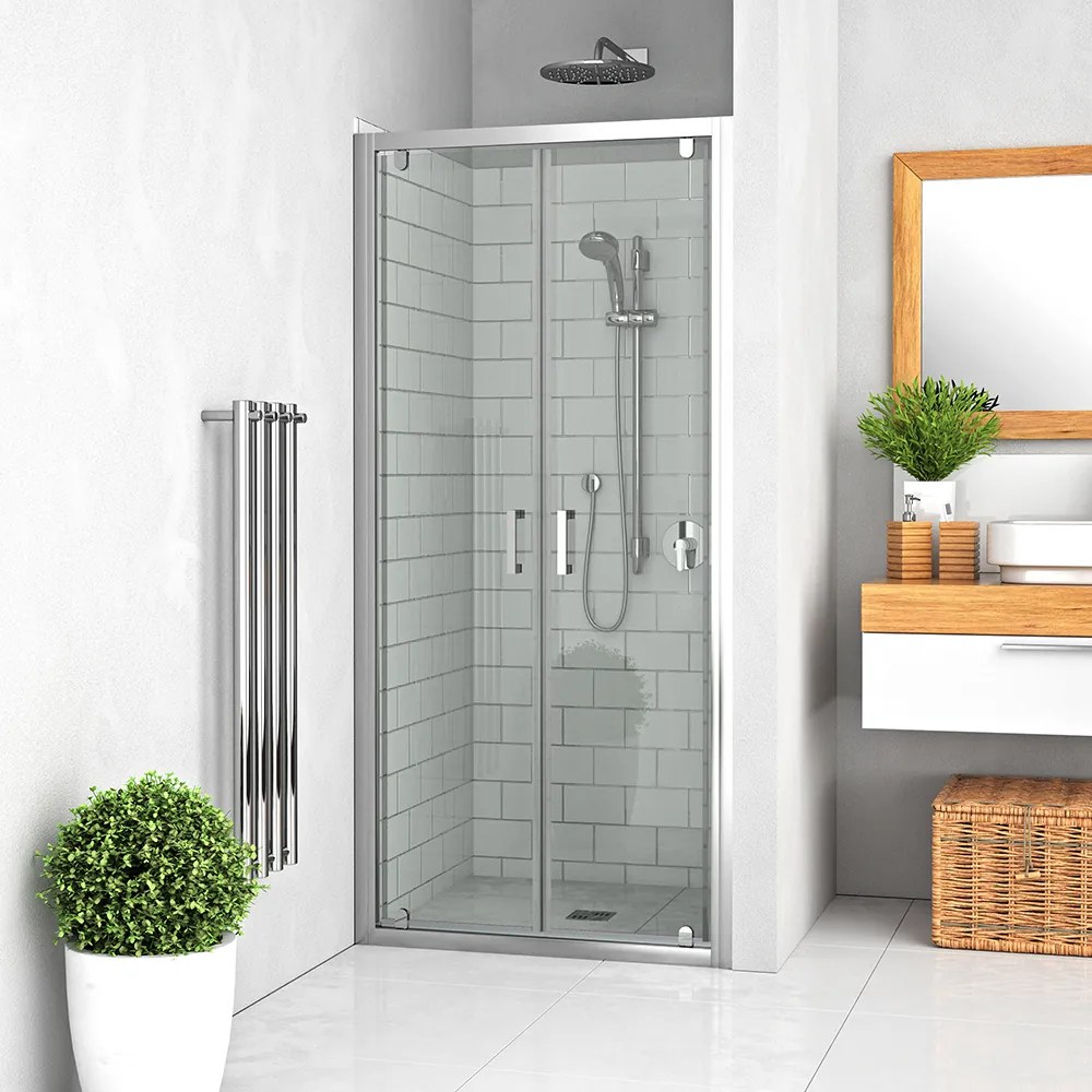 Roth Dvoukřídlé sprchové dveře LLDO2 pro instalaci do niky Varianta: šířka: 80 cm - (LLDO2 800 - 552-8000000-00-02), Barva profilů a typ výplně: profily: brillant, výplň: transparent
