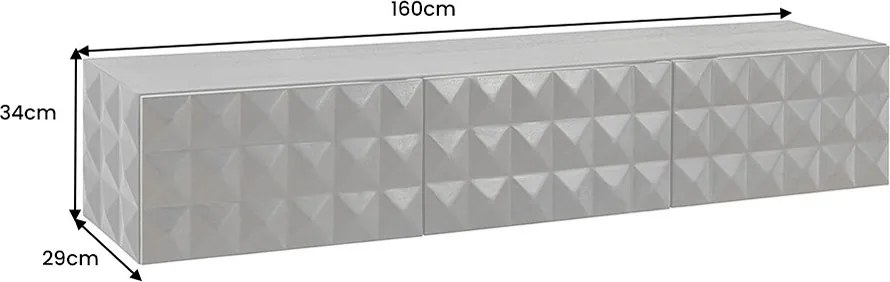 Designový závěsný TV stolek Ladarius 160 cm černé mango