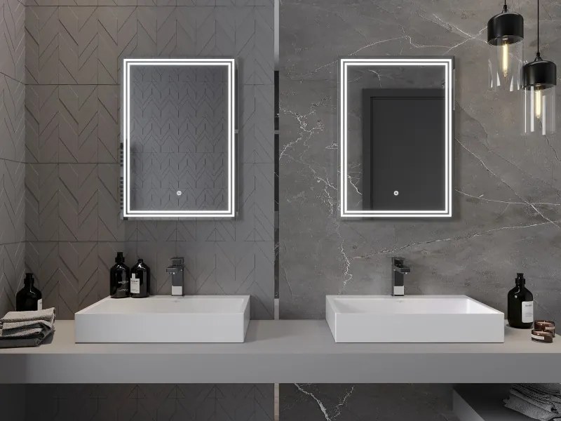 Mexen Taco, LED koupelnové zrcadlo s podsvícením 50x70 cm, 6000K, ochrana proti zamlžování, 9805-050-070-611-00