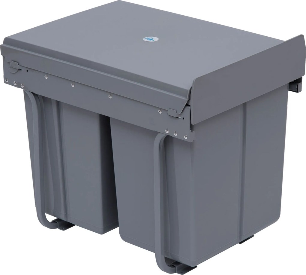 HOMCOM Systém na třídění odpadu 1 x 20L + 2 x 10L Vestavěný odpadkový koš se 3 oddíly Vytahovací systém pro třídění odpadu pro instalaci do spodní skř