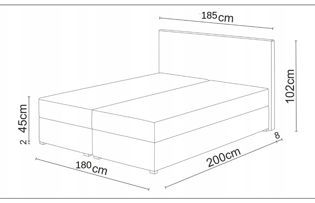 Manželská postel Boxspring 180 cm Lilac Comfort (vzor + bílá) (s matrací a úložným prostorem). 1056090