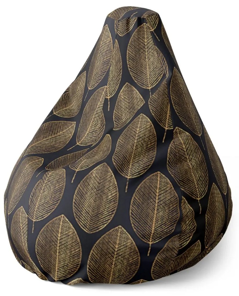 Sablio Sedací vak Pear Zlaté listy - 70 x 95 x 15 cm