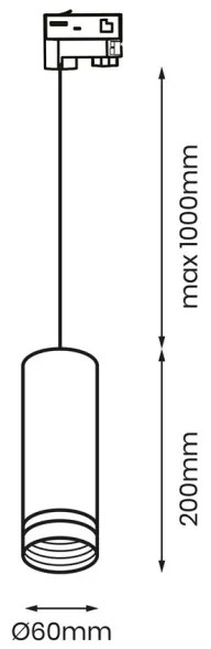 Lustr na lanku do 3-fázového lištového systému PIPE 1xGU10/25W/230V bílá