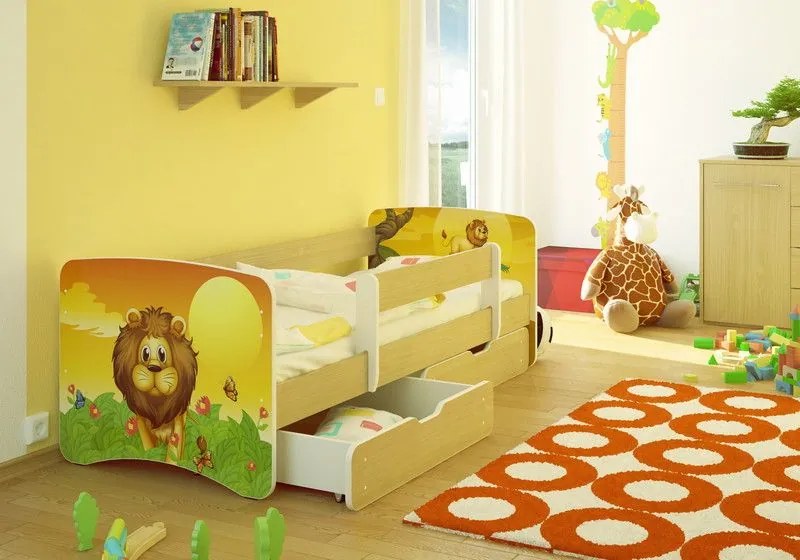 MAXMAX Dětská postel LEV funny 180x90 cm - se šuplíkem