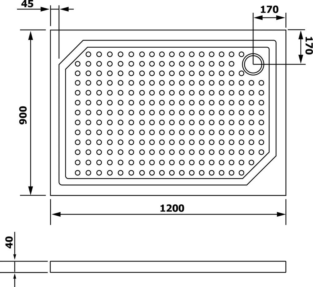 Gelco SARA 120 x 90 cm GS12090 sprchová vanička litý mramor