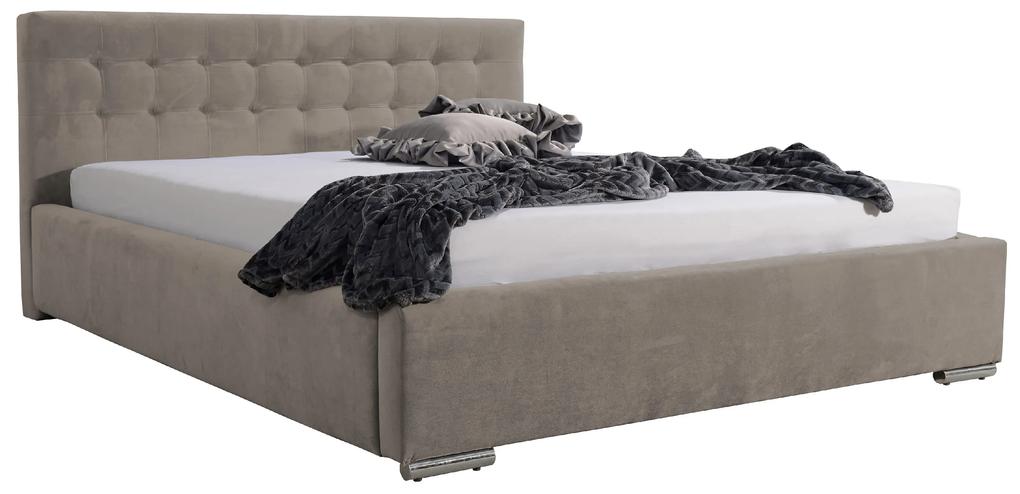 Eka Čalouněná postel Anastasia - Fresh 120x200 cm Barva látky - Fresh: Světlá béžová (02), Úložný prostor: S dřevěným rámem úložného prostoru