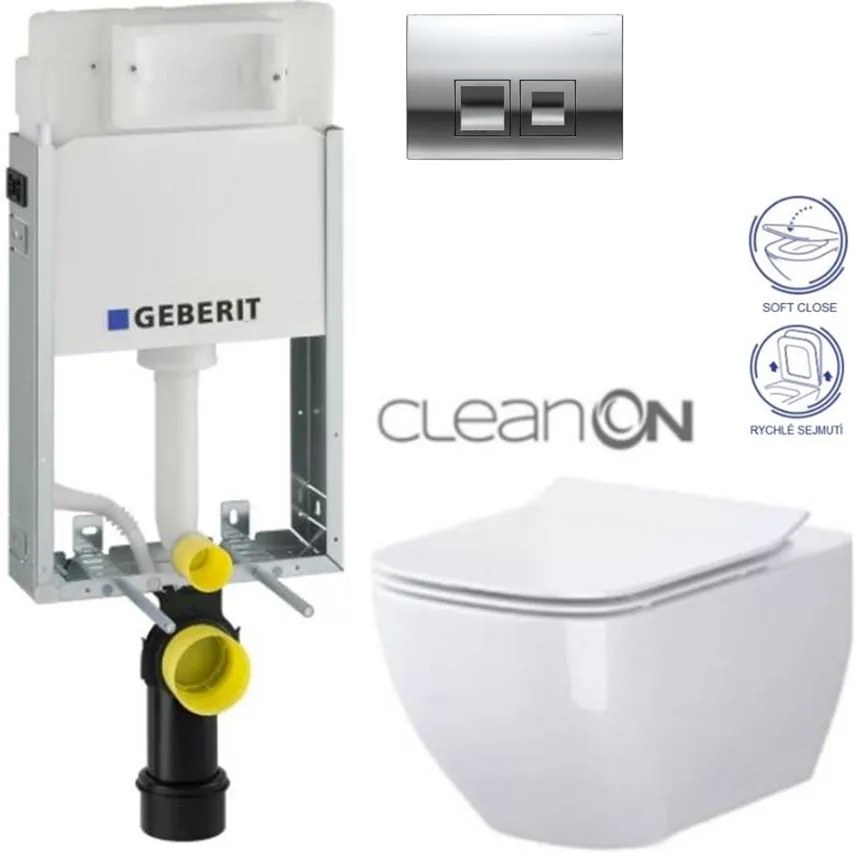 AKCE/SET/GEBERIT - SET KOMBIFIXBasic včetně ovládacího tlačítka DELTA 50 CR pro závěsné WC OPOCZNO CLEANON METROPOLITAN + SEDÁTKO 110.100.00.1 50CR ME1