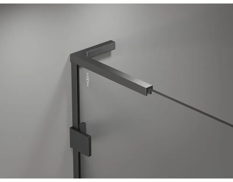 Mexen, Mexen Lunar L Otočné pravé sprchové dveře 80 cm, průhledné, pistolově šedé kartáčované - 834L-080-000-66-00-P