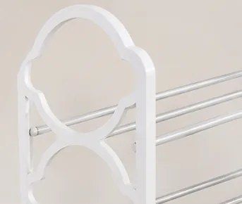 botník, 4 patra, kov/plast, 55x42x18 cm, stříbrná/bílá, Dekorino BB20260006