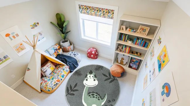 Dětský koberec Lima C880B šedý / zelený kruh