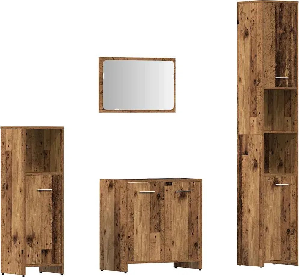 4dílná koupelnová sestava old wood kompozitní dřevo 3328553