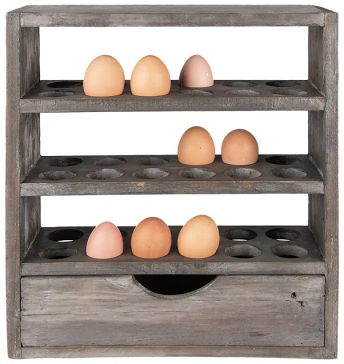 Šedá antik dřevěná skříňka na vajíčka – 35x11x38 cm