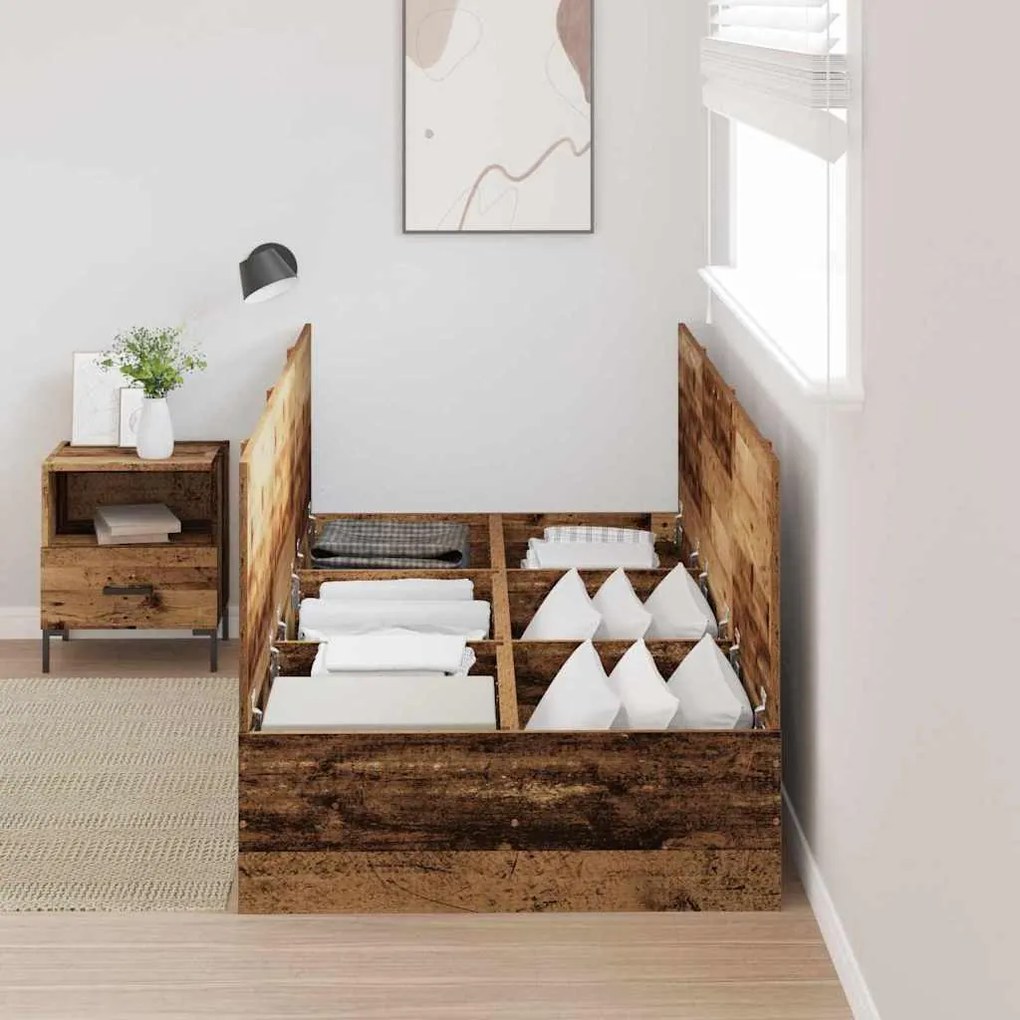 Rám postele s úložným prostorem Staré dřevo 100 x 200 cm 3335355