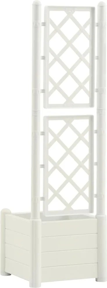 Zahradní truhlík s treláží 43 x 43 x 142 cm PP bílý 313979