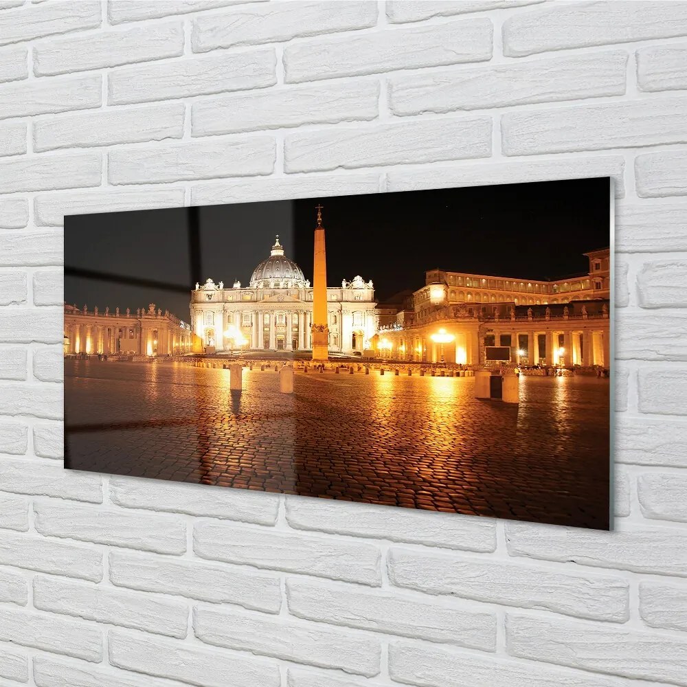 Obraz na skle Rome Basilica Square v noci 125x50 cm