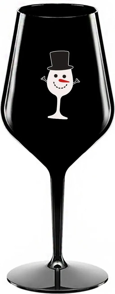 SNĚHULÁČEK - černá nerozbitná sklenice na víno 470 ml