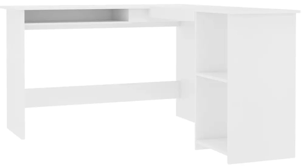 Rohový psací stůl Nasura - dřevotříska - bílý | 120x140x75 cm