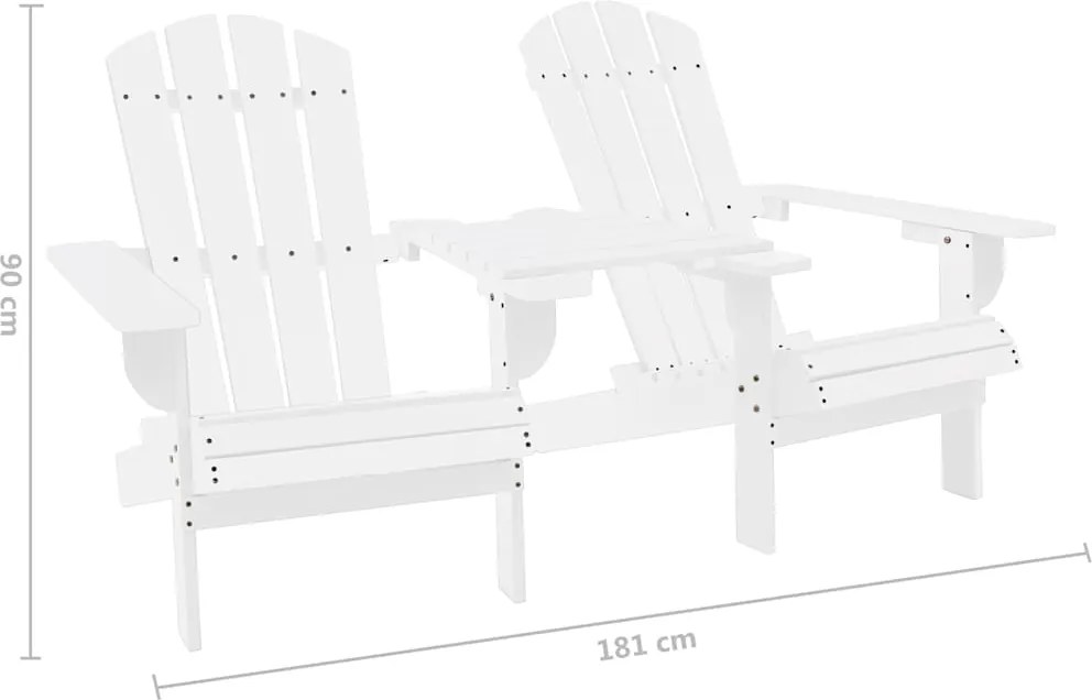 Zahradní židle Adirondack s čajovým stolkem masivní jedle bílé 310067