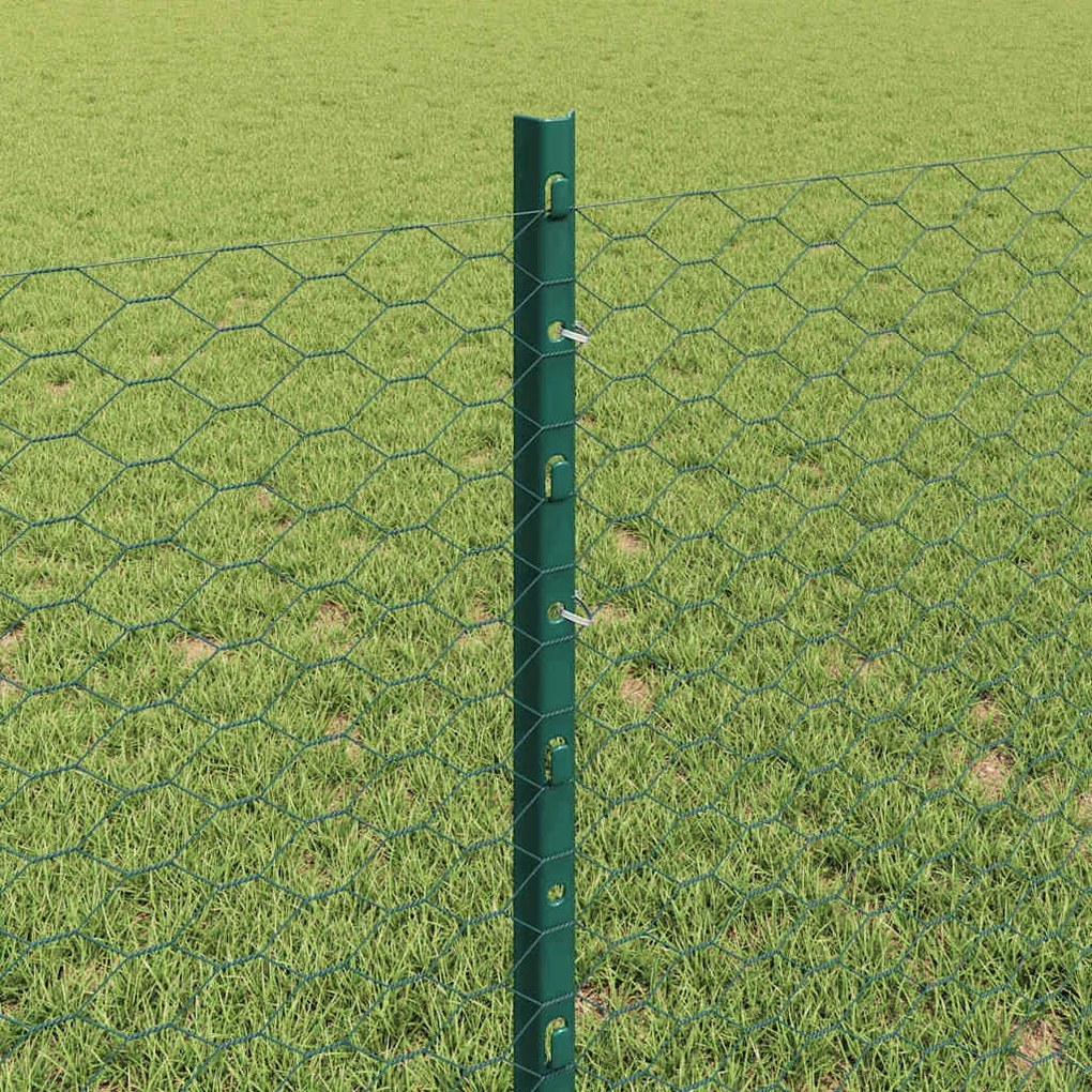 Hexagonální plot s podpěrou 10 x 0,8 m Ocel potažená PVC Zelená 3336677