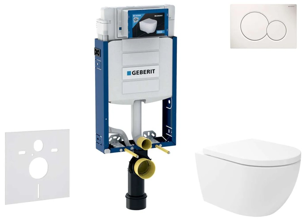 Geberit Kombifix - Set předstěnové instalace, klozetu Oudee Vortex a sedátka softclose, tlačítko Sigma01, alpská bílá SANI15CA3179