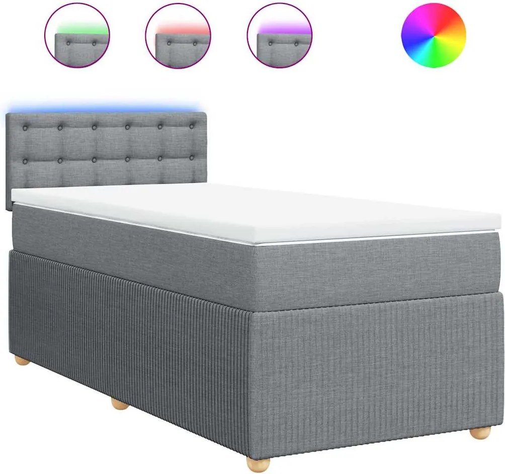 Box spring postel s matrací světle šedá 80 x 200 cm textil 3289597