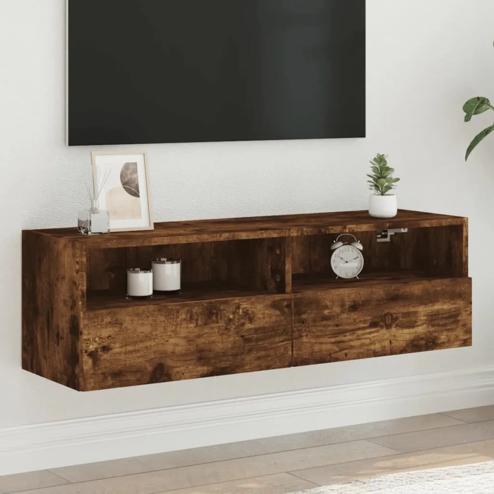 Nástěnná TV skříňka kouřový dub 100x30x30 cm kompozitní dřevo