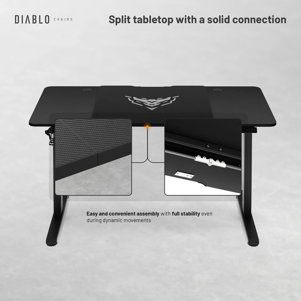 Elektricky výškově nastavitelný stůl 140 cm černý: Diablo X-Tensio 1400