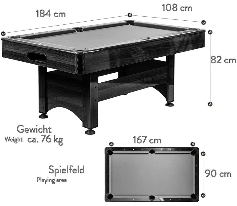 GamesPlanet® Kulečníkový stůl s vybavením 6ft, modrá