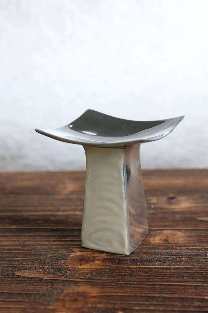 Krémovostříbrný stojan na svíčku Cappucino 10cm
