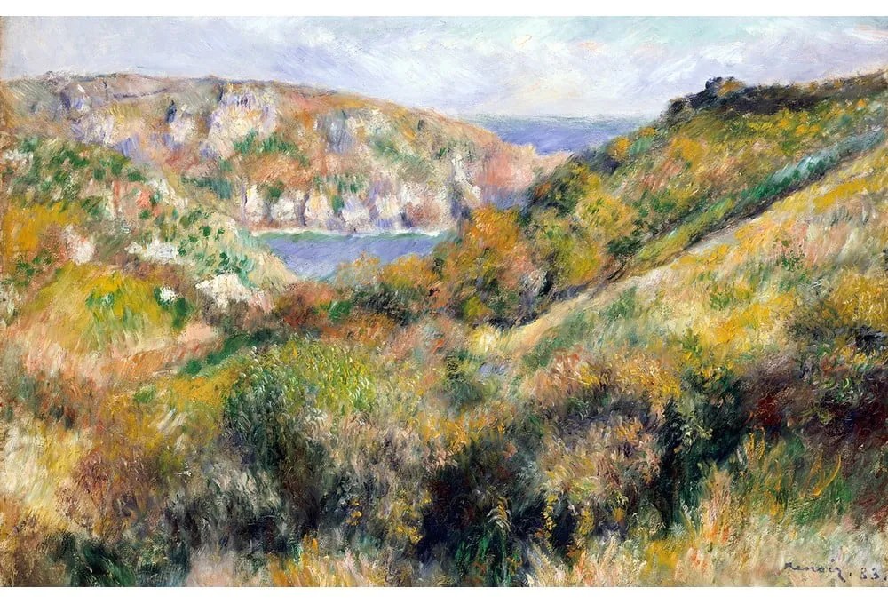 Reprodukce obrazu Auguste Renoir - Hills around the Bay of Moulin Huet, Guernsey, 60 x 40 cm