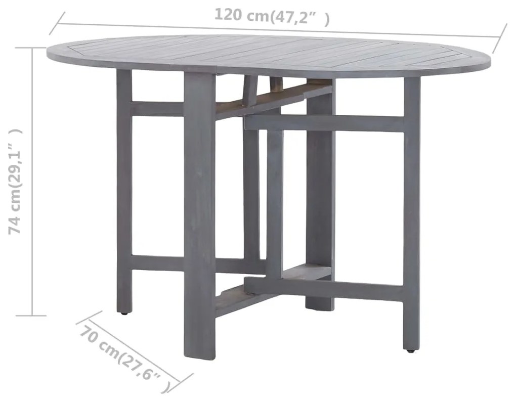 Zahradní stůl šedý 120 x 70 x 74 cm masivní akáciové dřevo,  46325