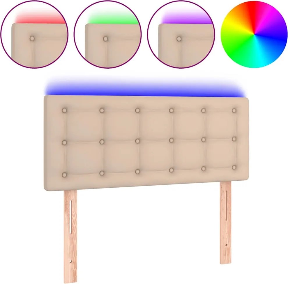 Čelo postele s LED cappuccino 80 x 5 x 78/88 cm umělá kůže 3121689