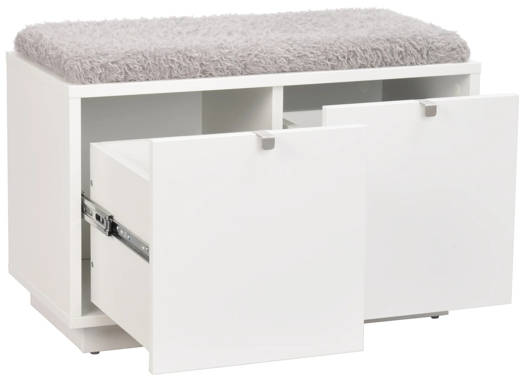 Rowico bílá lavice s úložným prostorem CONFETTI a šedým sedákem 70 cm 103756