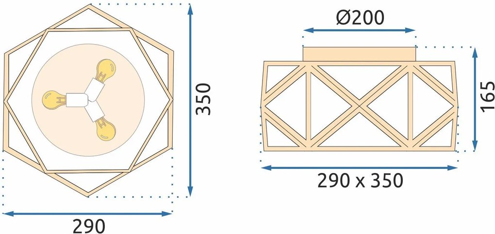 Toolight Toolight, stropní svítidlo 3xE27 APP1238-C, zlatá-bílá, OSW-40093