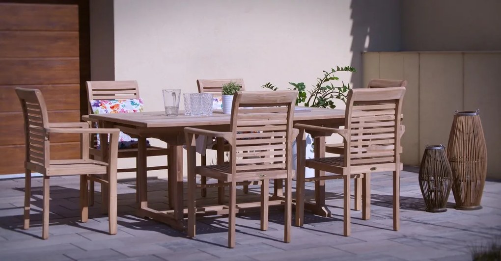 Noela Dřevěný zahradní nábytek Faisal I. teak set 1+6
