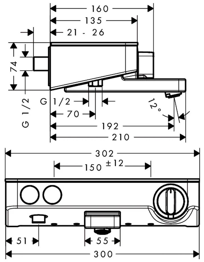 Hansgrohe ShowerTablet Select, termostatická vanová baterie 300, chromová, 13151000