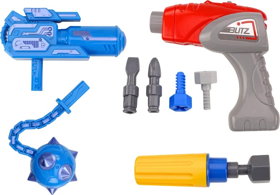 LEAN Toys Robot na šroubování, zbraň, vrtačka, šroubovák, světla, zvuk, žlutý