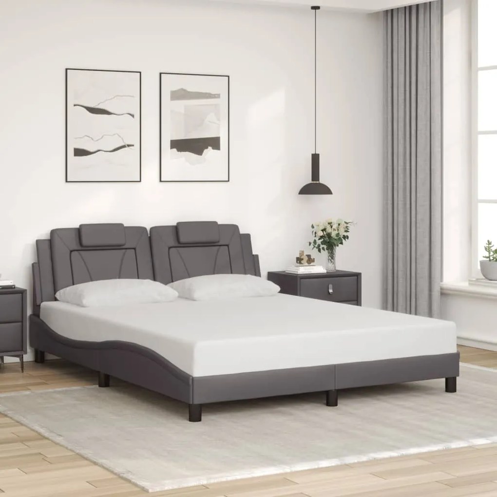 Rám postele Viana bez matrace šedý 160x200 cm umělá kůže 3208106